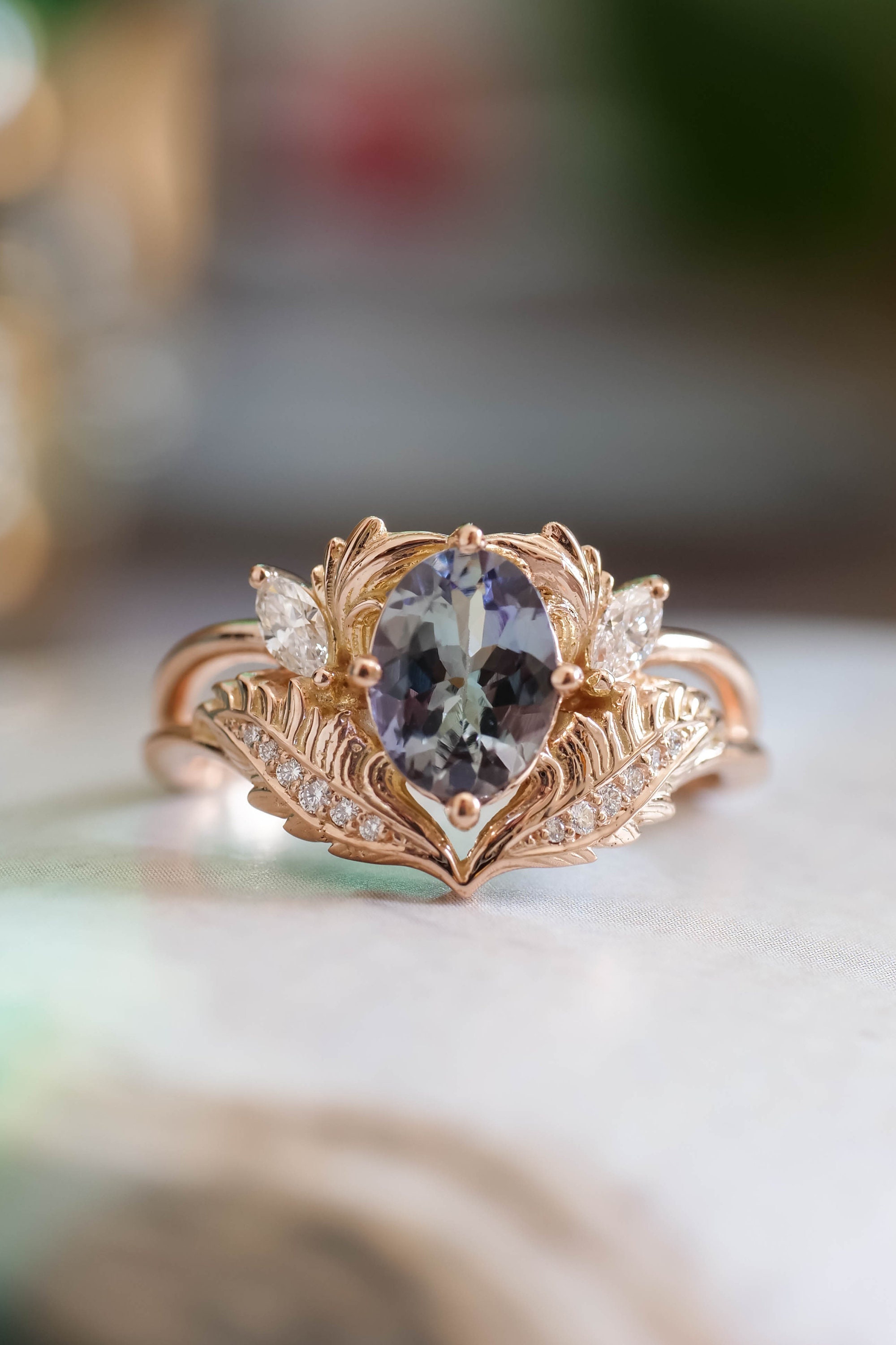 Natural Bi Color Tanzanite Engagement Ring, Purple Lavender Tanzanite ...