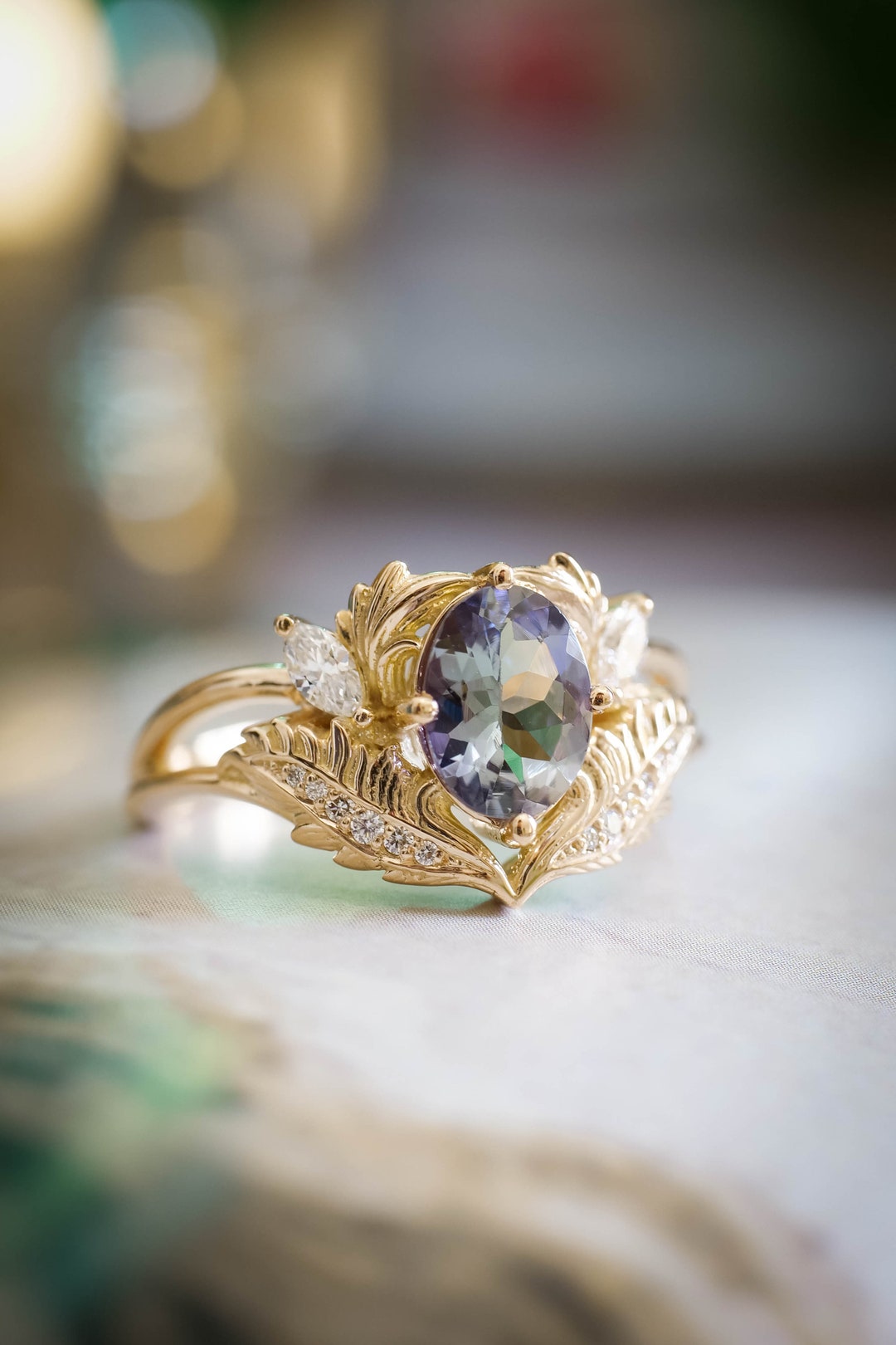 Natural Bi Color Tanzanite Engagement Ring, Purple Lavender Tanzanite ...