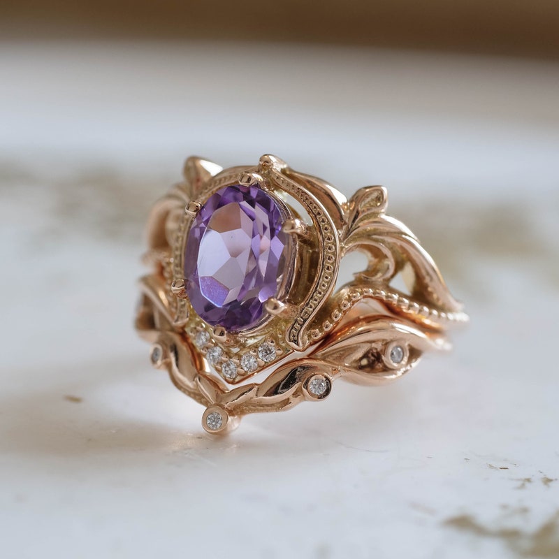Amethyst Engagement Ring - Etsy