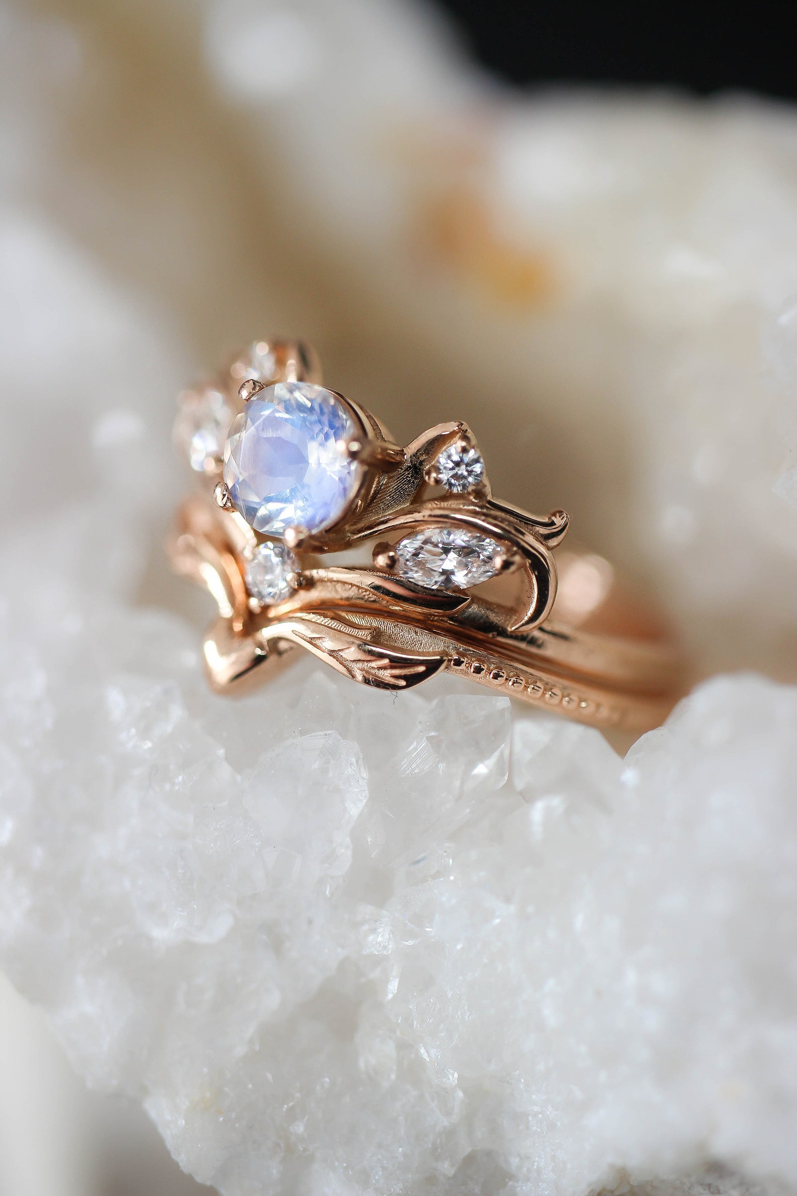 Fantasy Moonstone Bridal Ring Set - Etsy