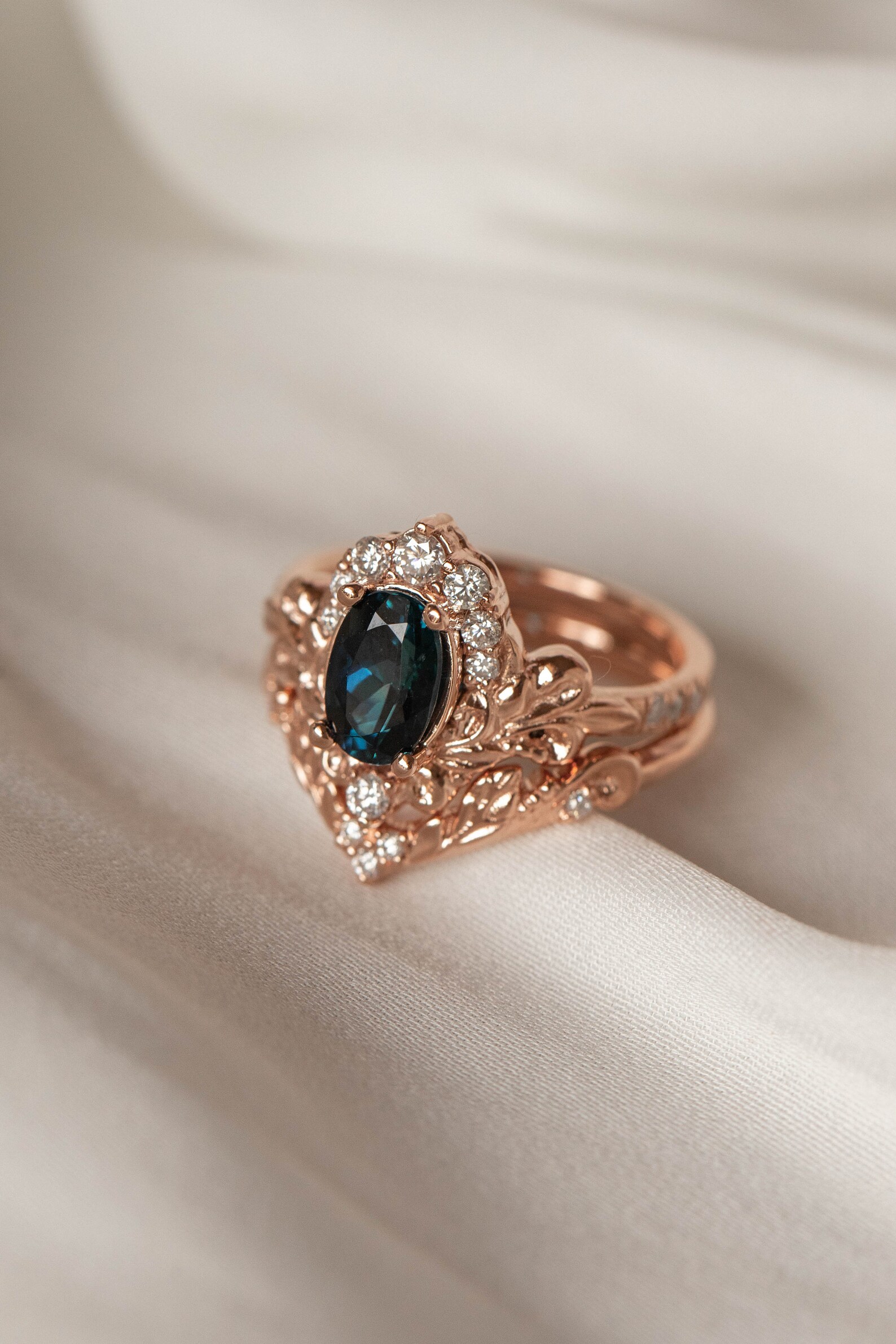 Baroque Inspired Oval Engagement Ring With Tourmaline and - Etsy