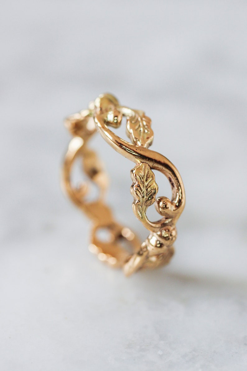 Oak Leaves Wedding Band Gold Ring for Woman Oak Ring - Etsy