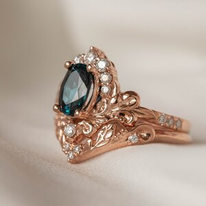 Baroque Inspired Oval Engagement Ring With Tourmaline and Diamonds ...