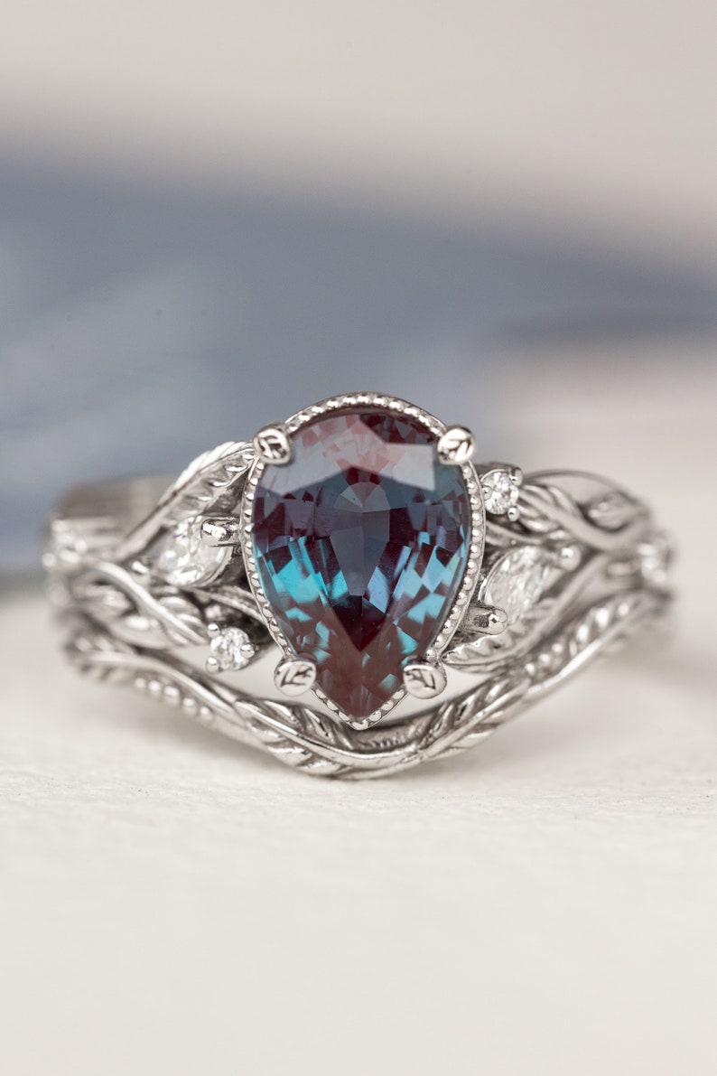 Color Changing Alexandrite Engagement Ring Set, Breathtaking Proposal ...