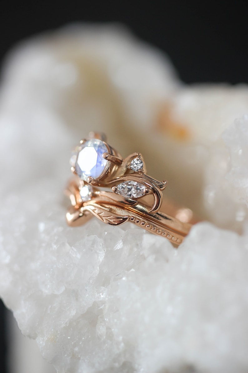 Fantasy Moonstone Bridal Ring Set - Etsy