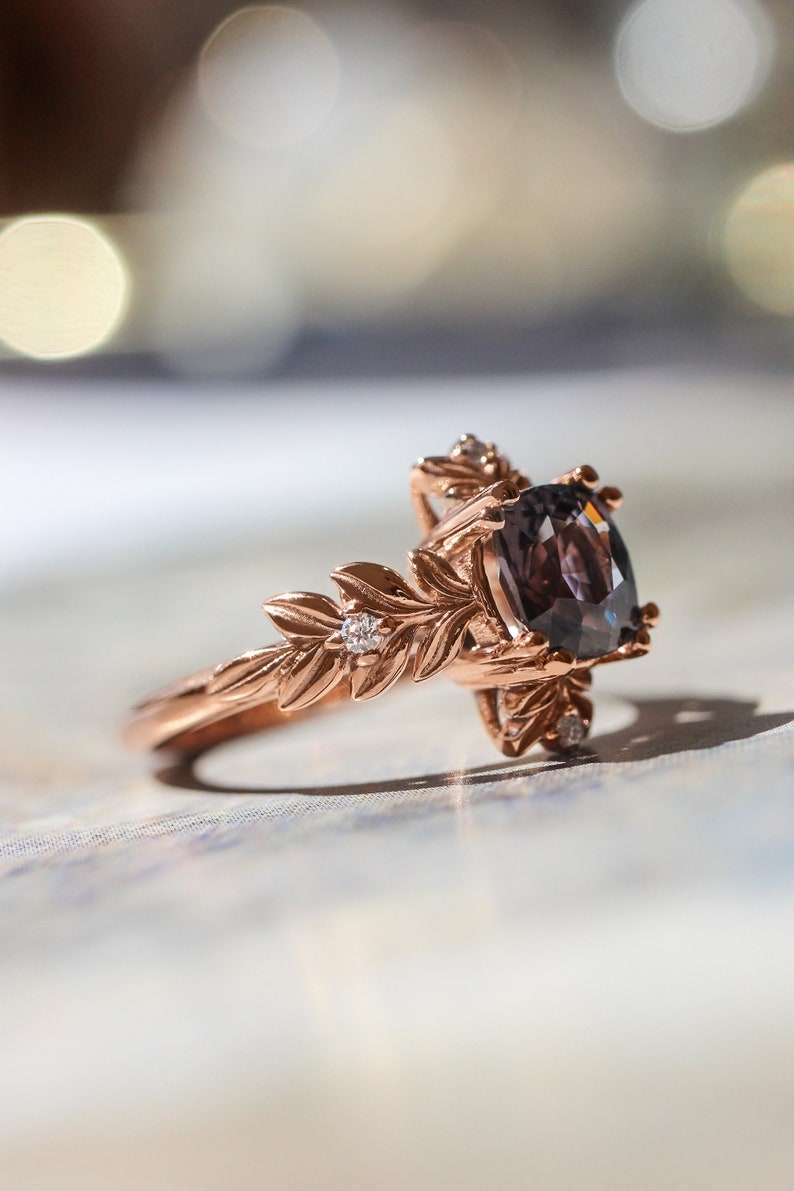 Spinel Engagement Ring Leaf Engagement Ring Spinel and - Etsy