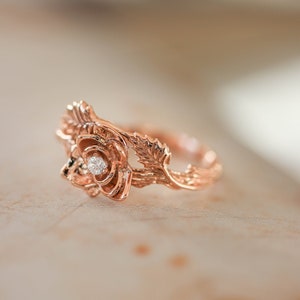 Blooming Rose Engagement Ring, Ring With Flowers and Twigs - Etsy