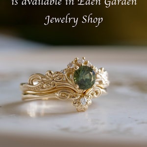 Irish Engagement Ring With Sapphire and Diamonds, Art Nouveau Style ...