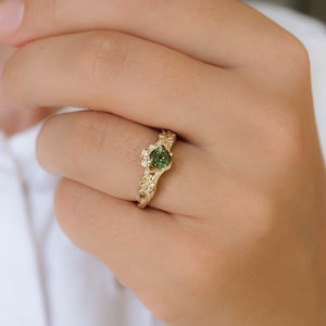 Irish Engagement Ring With Sapphire and Diamonds, Art Nouveau Style ...