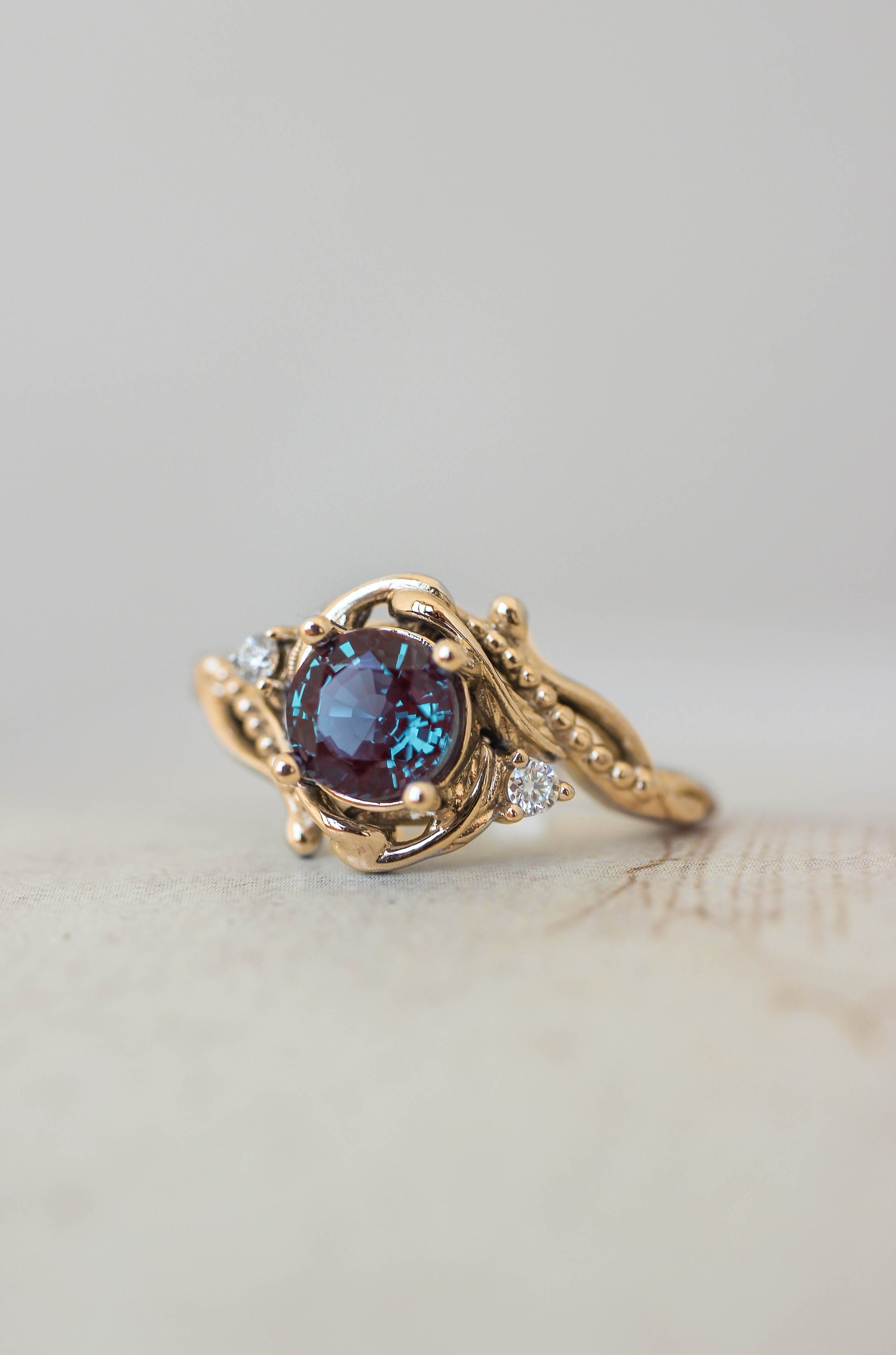 1 carat alexandrite ring nature inspired engagement ring | Etsy