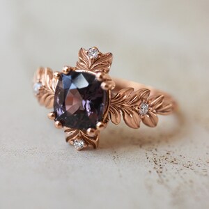 Spinel Engagement Ring Leaf Engagement Ring Spinel and - Etsy