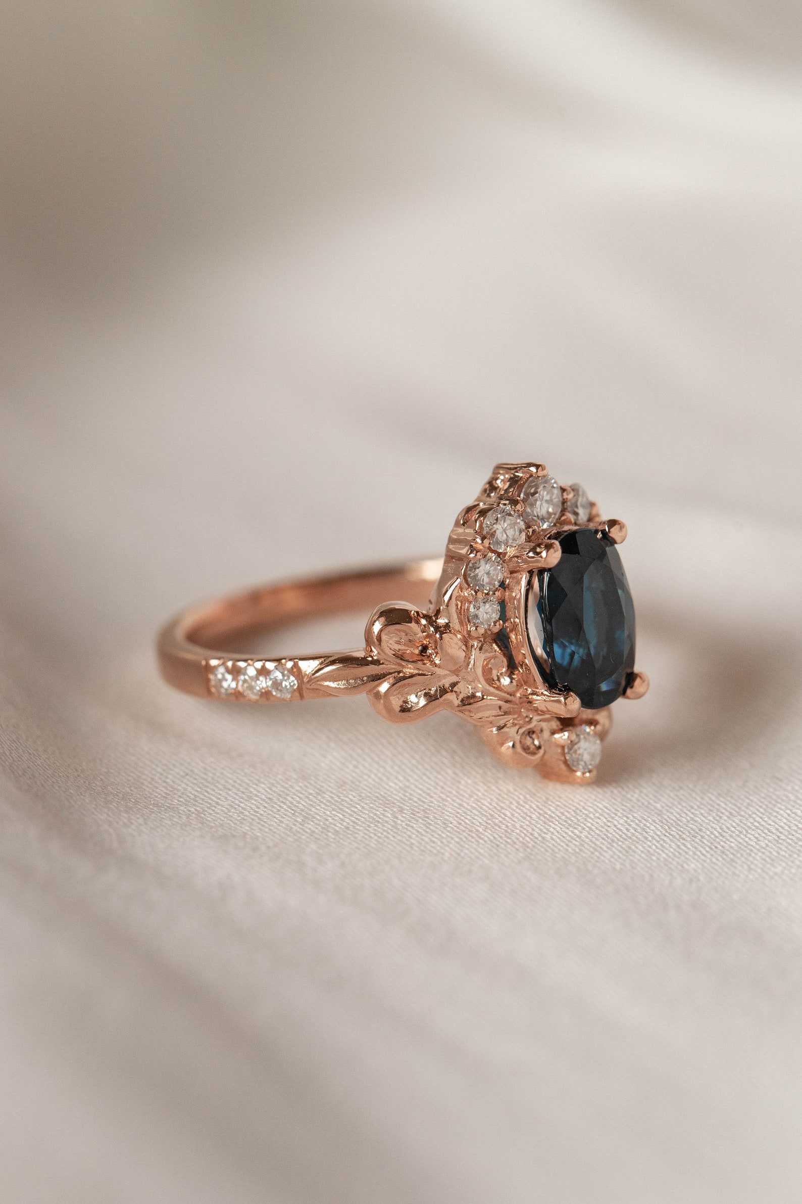 Baroque Inspired Oval Engagement Ring With Tourmaline and - Etsy