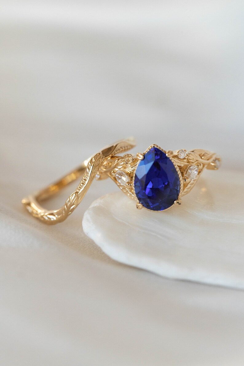 Midnight Blue Sapphire Engagement Ring Lab Grown Sapphire - Etsy