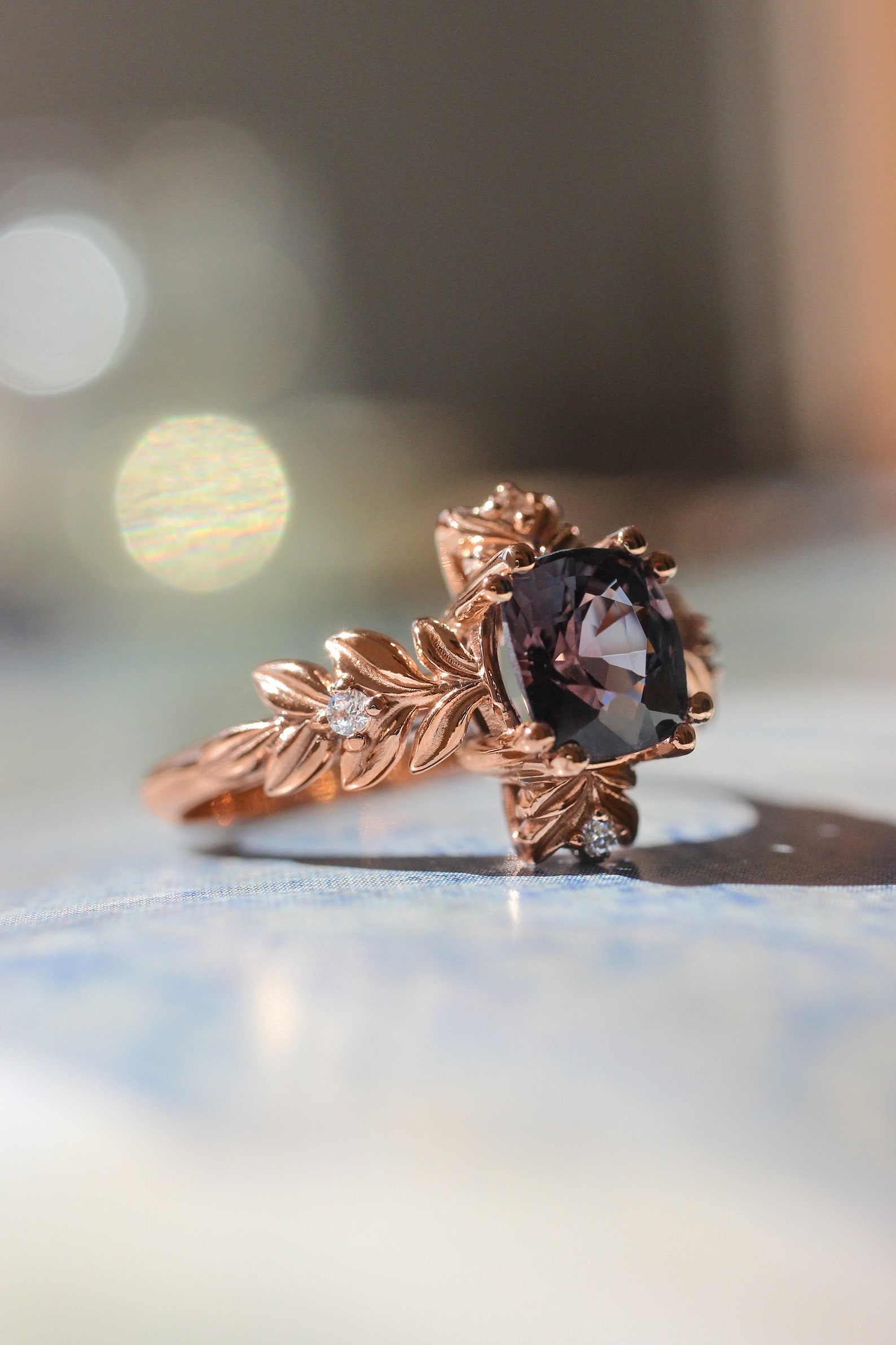 Spinel Engagement Ring Leaf Engagement Ring Spinel and - Etsy