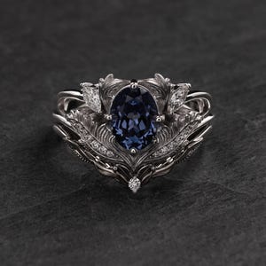 Royal Blue Lab Sapphire Engagement Ring, Fantasy Proposal Ring - Etsy