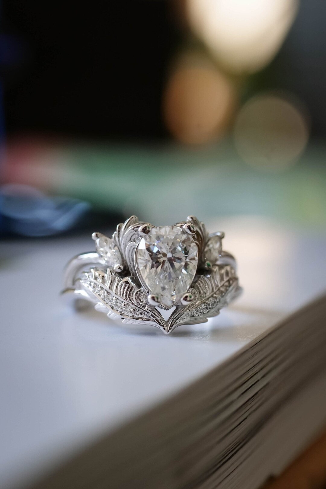 Elvish Style Diamond Engagement Ring, Unique Proposal Ring - Etsy