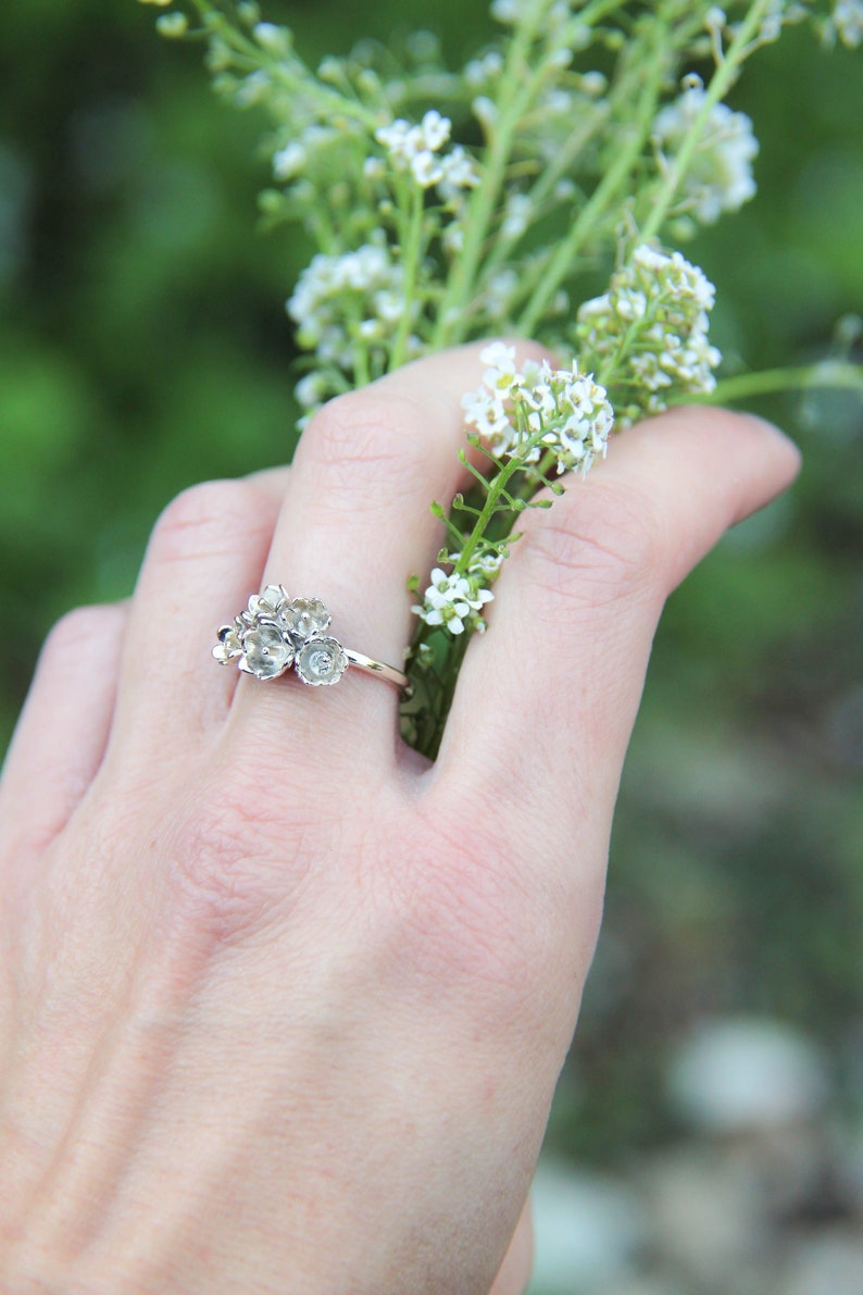 White Gold Engagement Ring Flower Proposal Ring Lily of the - Etsy