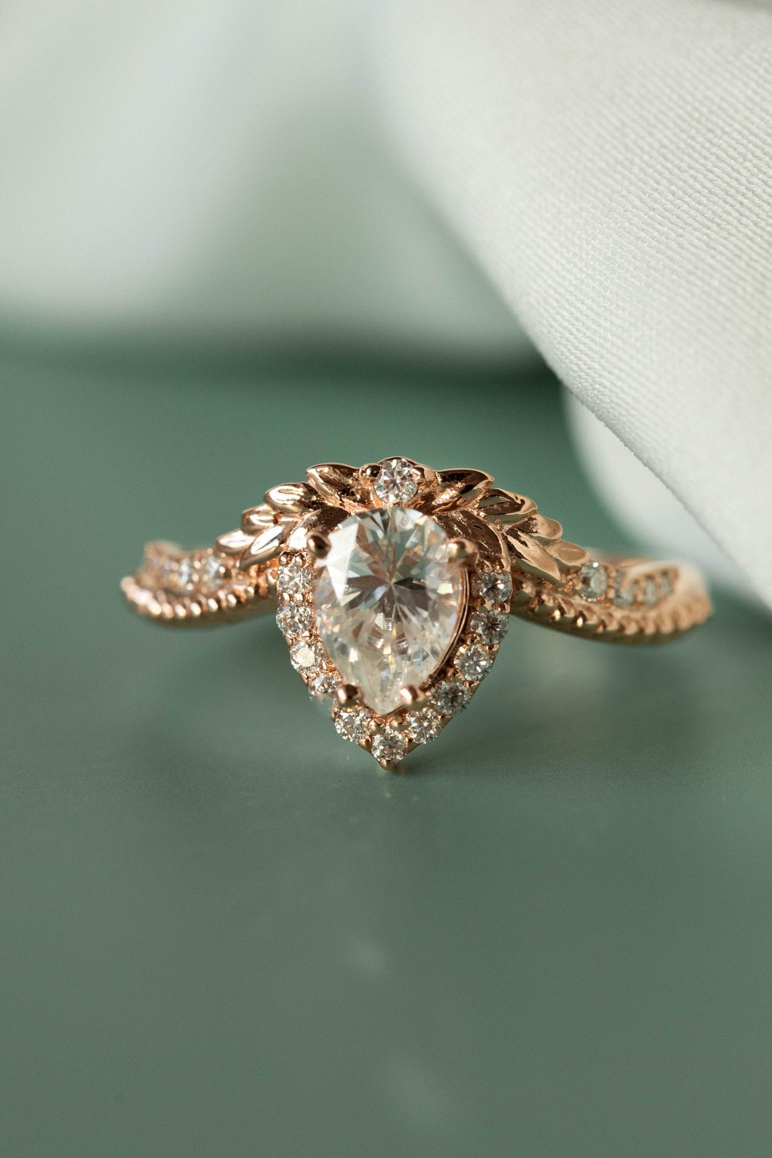 Pear Lab Grown Diamond Engagement Ring Antique Style Ring - Etsy