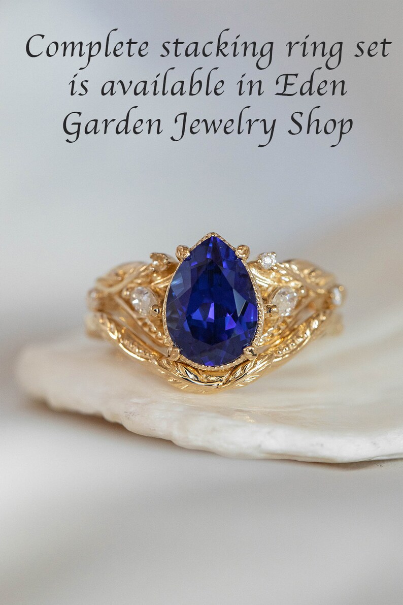 Midnight Blue Sapphire Engagement Ring Lab Grown Sapphire - Etsy