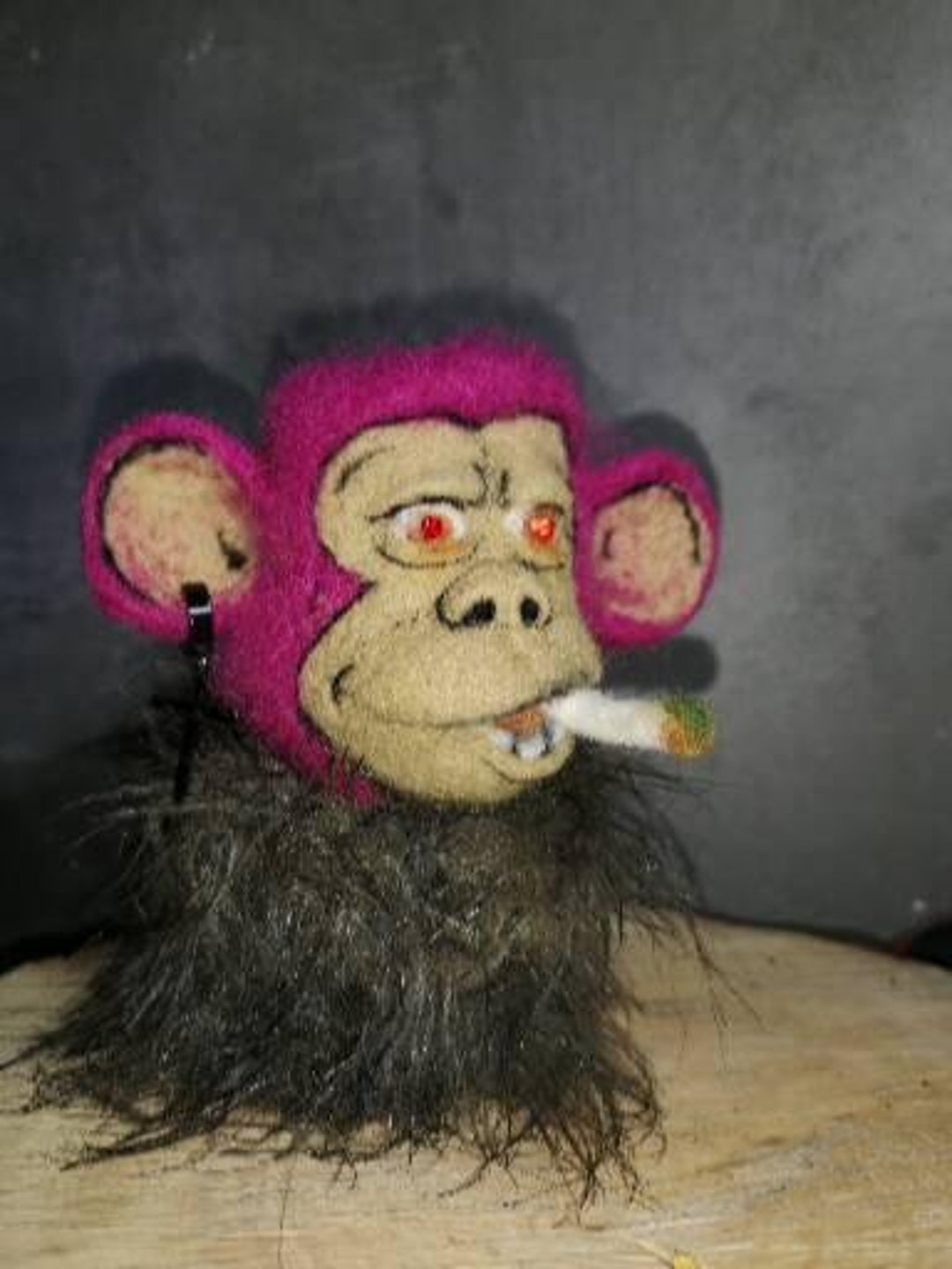 Ape Needle Felted Home Deco, Monkey Punk,chimpanzee, Smoking Monkey ...