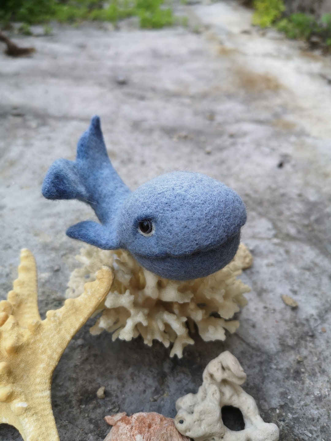 Felted Blue Whale, Miniature Nursery Decor, Ocean Animal Toy - Etsy