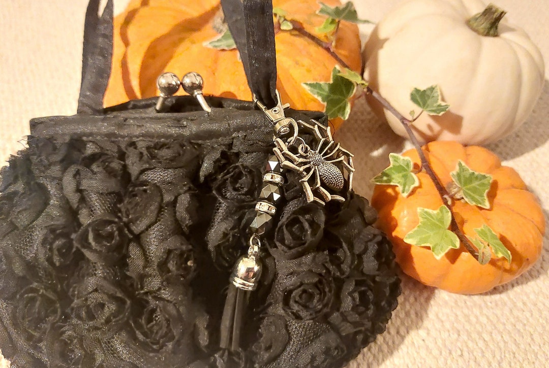 Spider Bag Charm Black Gothic Bag Charm - Etsy