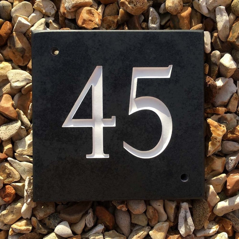 Black Slate House Sign Numbers 1-99 Deep Engraved Handmade Quality 4 X ...