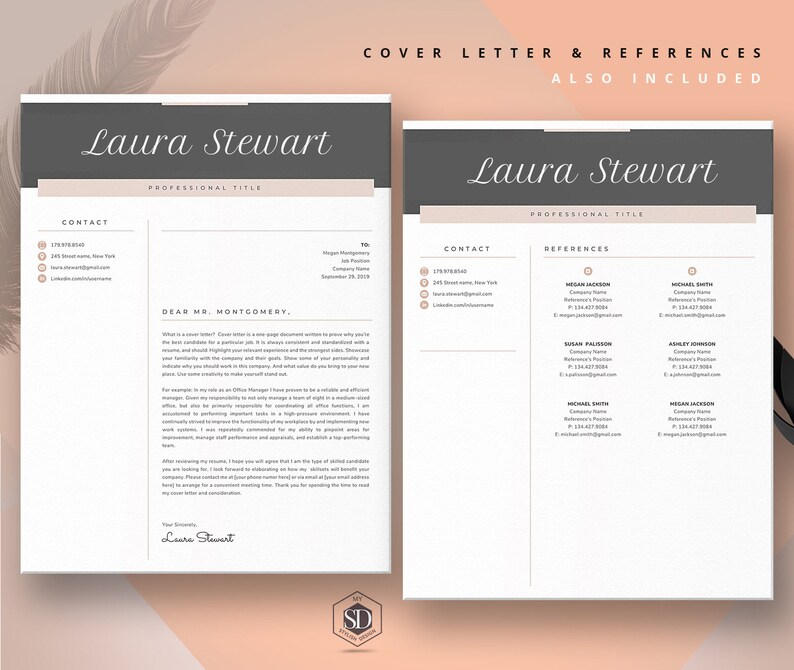 Modern Clean Two Page Resume Template CV Template Cover Letter ...