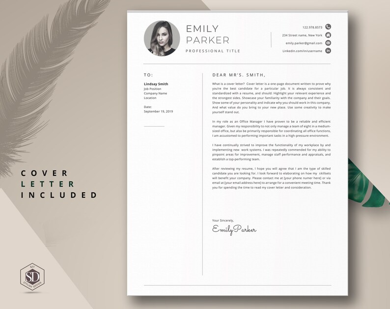 Professional One Page Resume Template, Clean Resume Template for Word ...