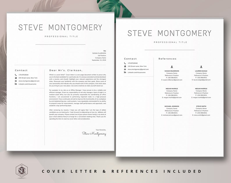 Simple Resume Modern Professional Custom Basic Two Page Functional Two ...