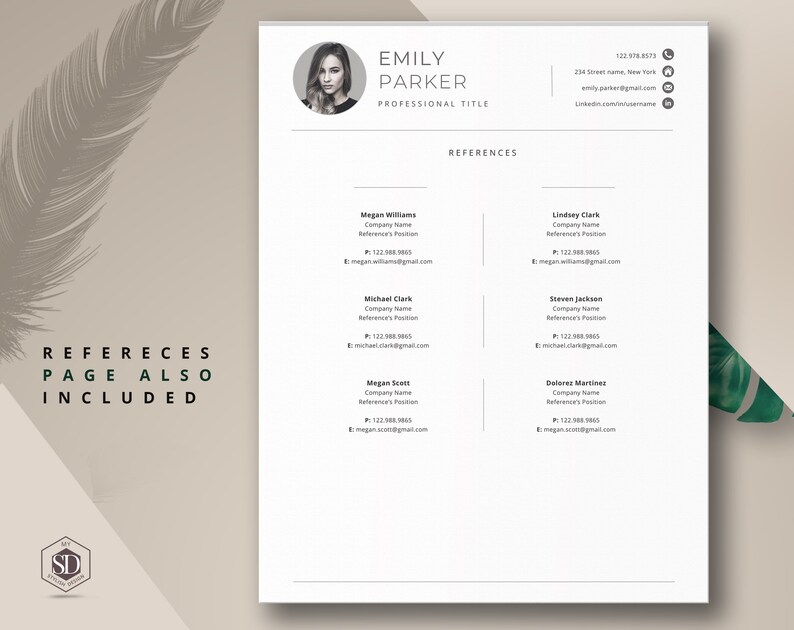 Professional One Page Resume Template, Clean Resume Template for Word ...