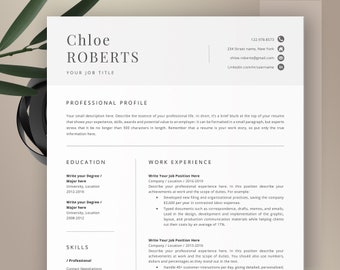 Clean Simple Resume Template Word and Pages, CV Template Word, Basic Modern Resume Template ...
