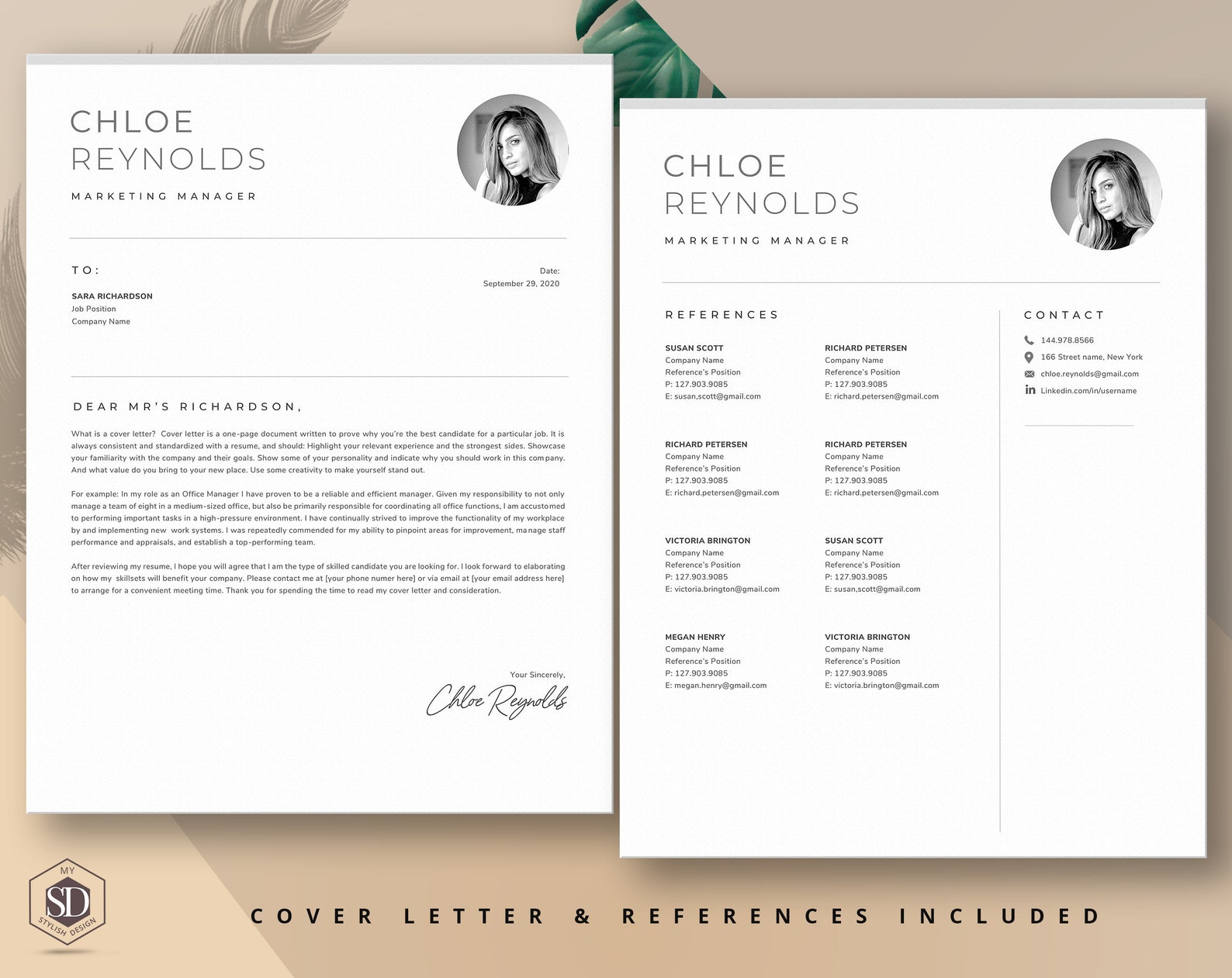 Professional Simple Resume Modern Minimalist Custom Two Page | Etsy