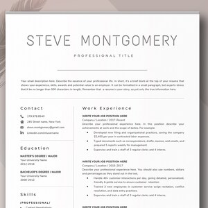 Simple Resume Modern Professional Custom Basic Two Page Functional Two ...