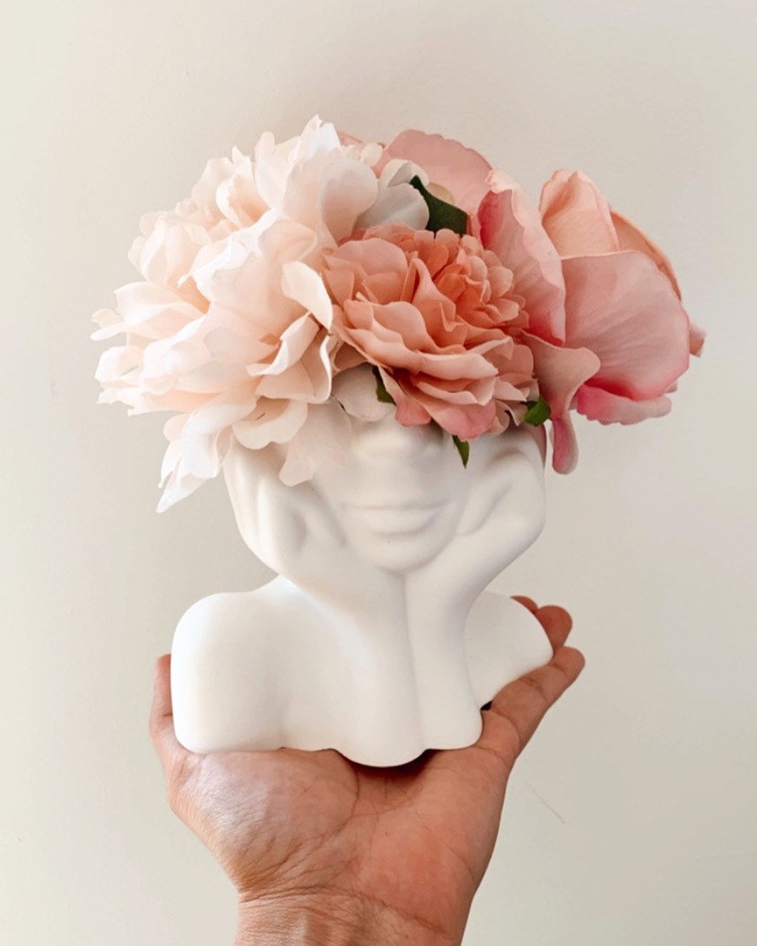 Woman Face Vase Water Resistant Modern White Minimalist Handmade ...