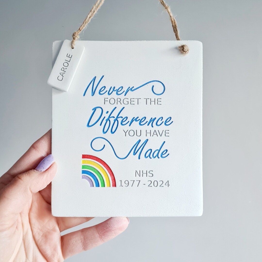Personalised NHS Retirement Plaque: Rainbow Clay Decoration - Etsy UK