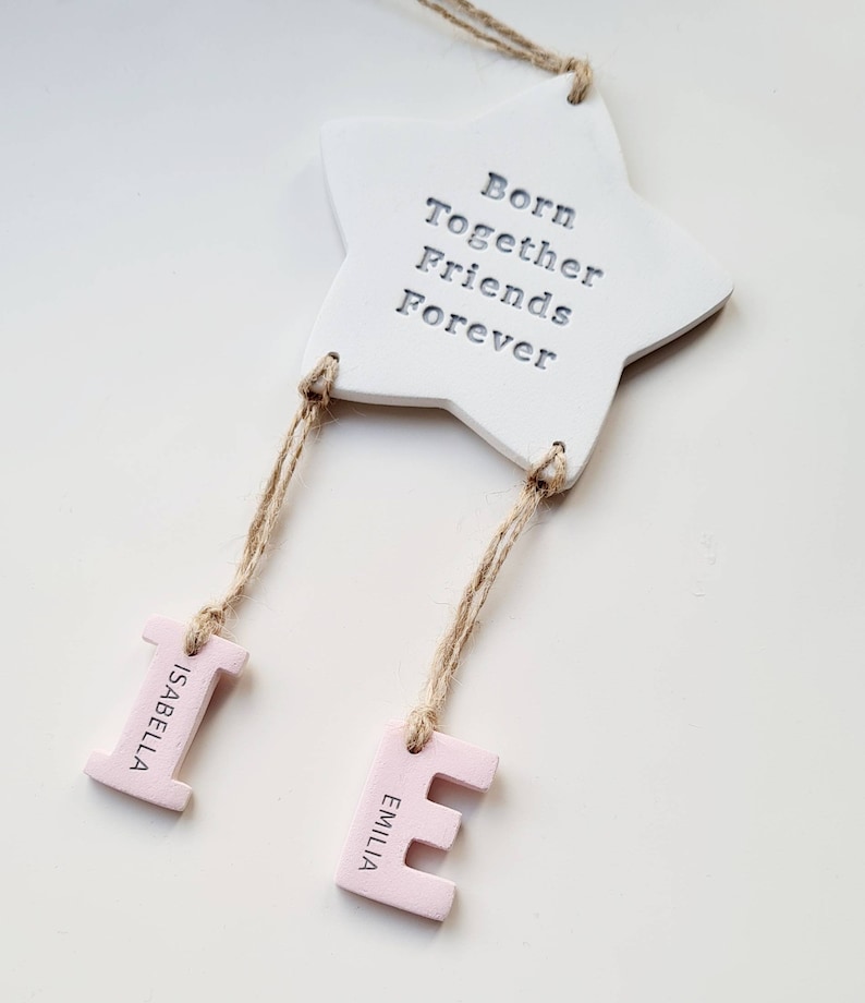 Personalised Twins Bedroom Door Sign, 'born Together Friends Forever ...