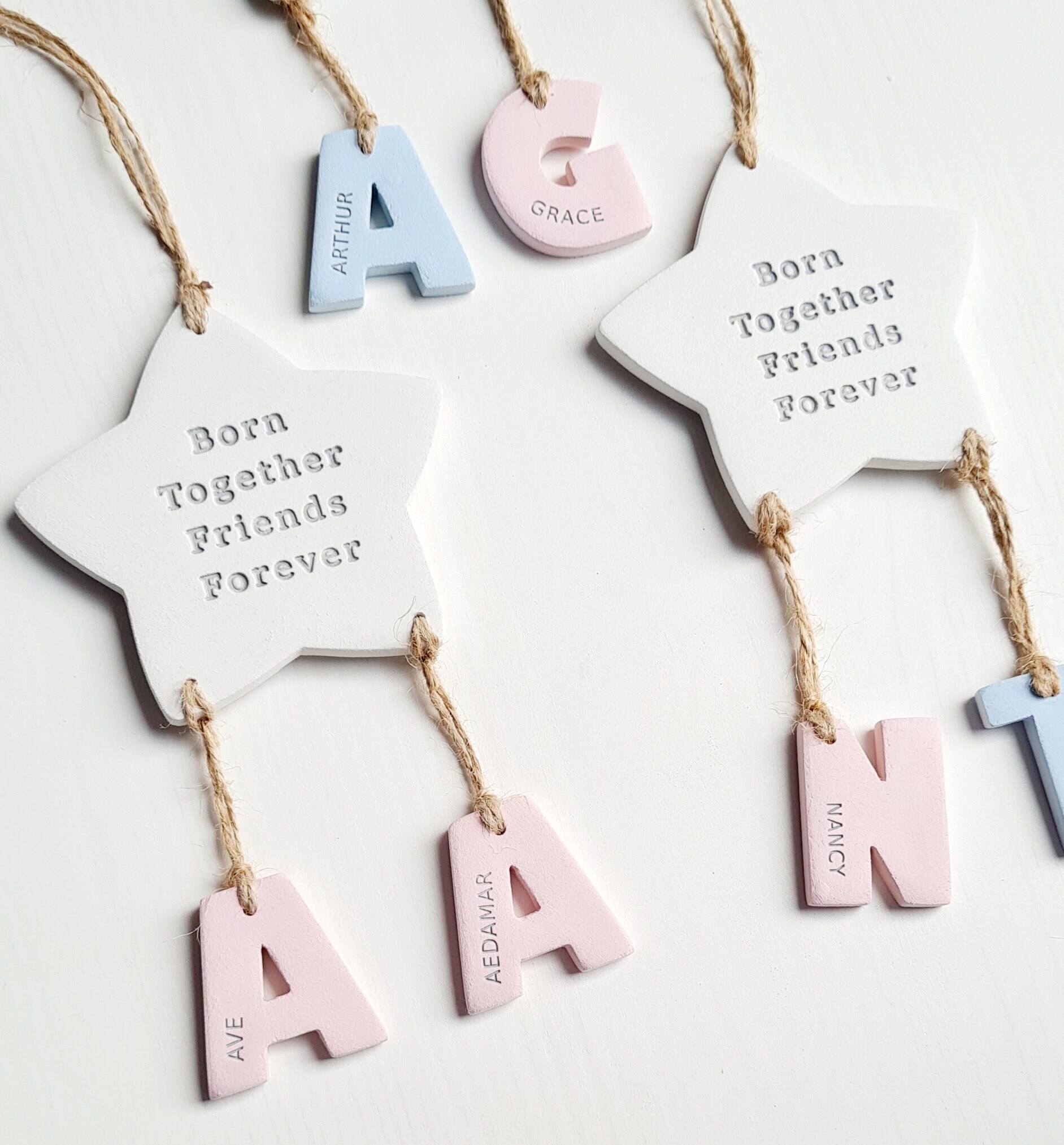 Personalised Twins Bedroom Door Sign, 'born Together Friends Forever ...