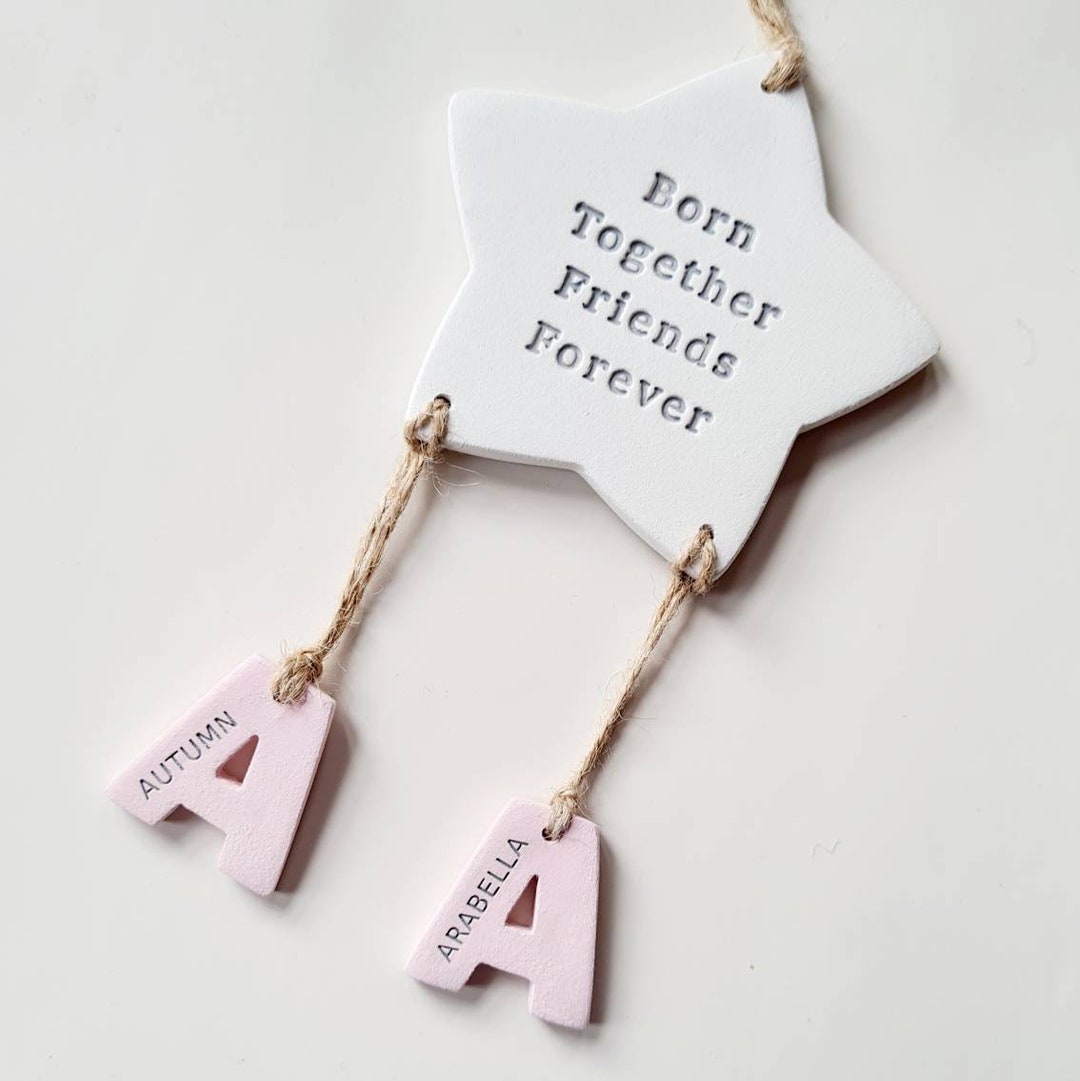 Personalised Twins Bedroom Door Sign, 'born Together Friends Forever ...