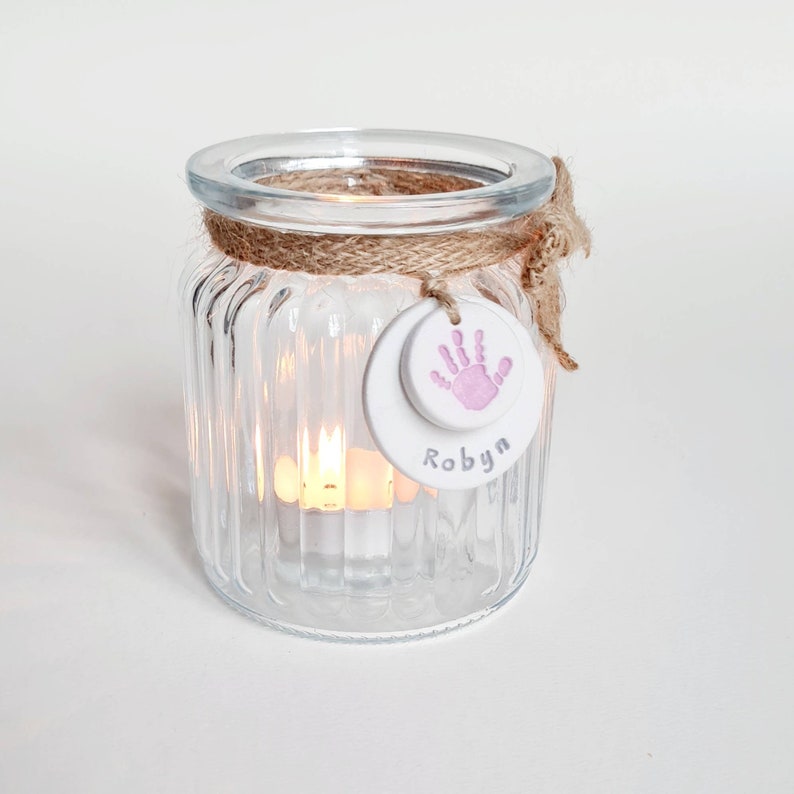 Child Memorial Tealight Candle Holder Personalised Handprint - Etsy