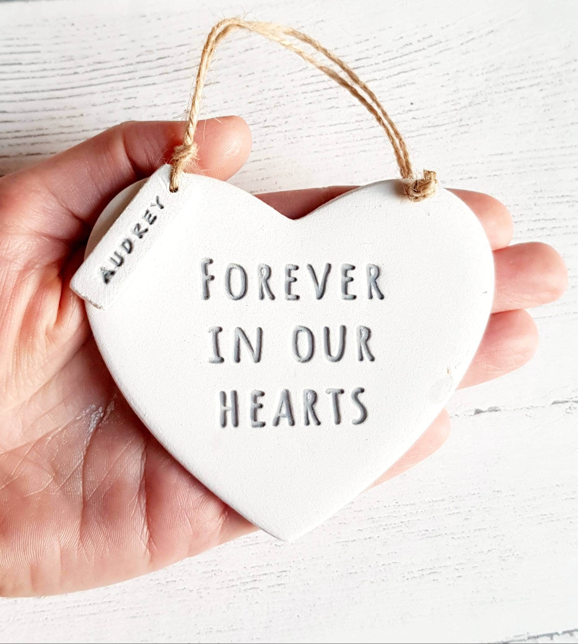 Personalised Memorial Heart Ornament - Forever in Our Hearts - in ...