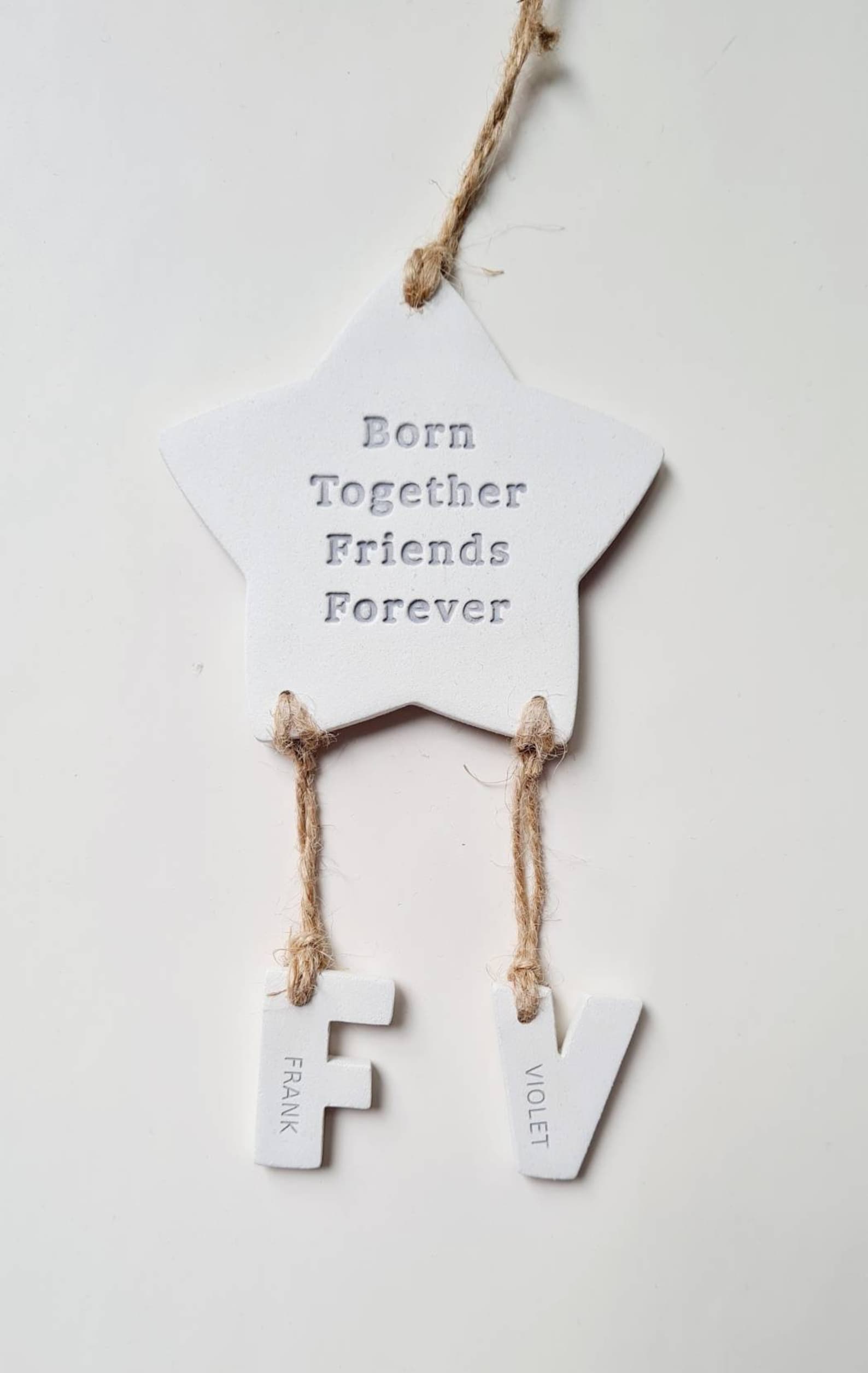 Personalised Twins Bedroom Door Sign, 'born Together Friends Forever ...