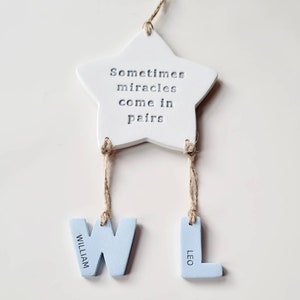 Personalised Twins Bedroom Door Sign - Sometimes Miracles Come in Pairs ...