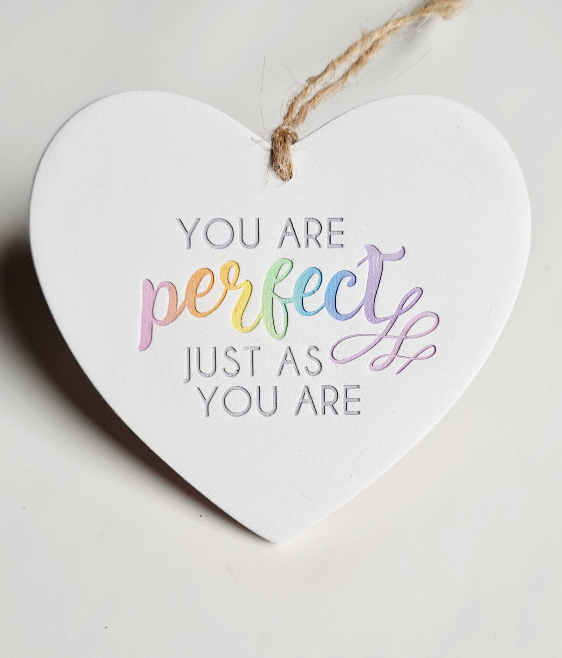 You Are Perfect Just as You Are - Rainbow Heart - Supportive Reminder ...
