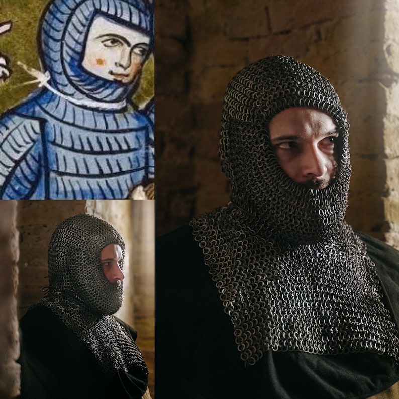 Medieval Knight Armor Chainmaille Coif - Custom Made-medieval ...