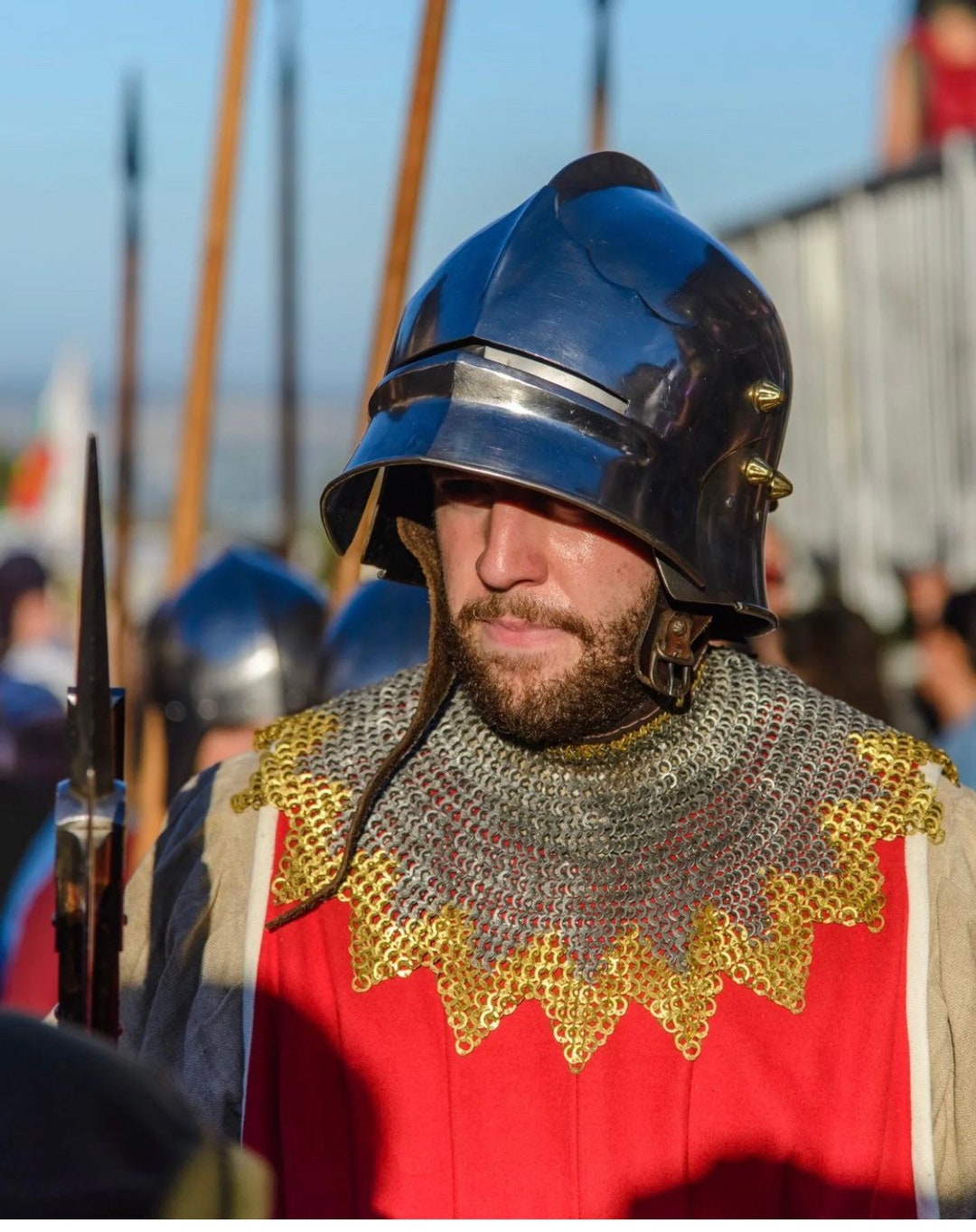 Gorget Chainmail Flat Riveted Rings Padded With White Gambeson Inside ...