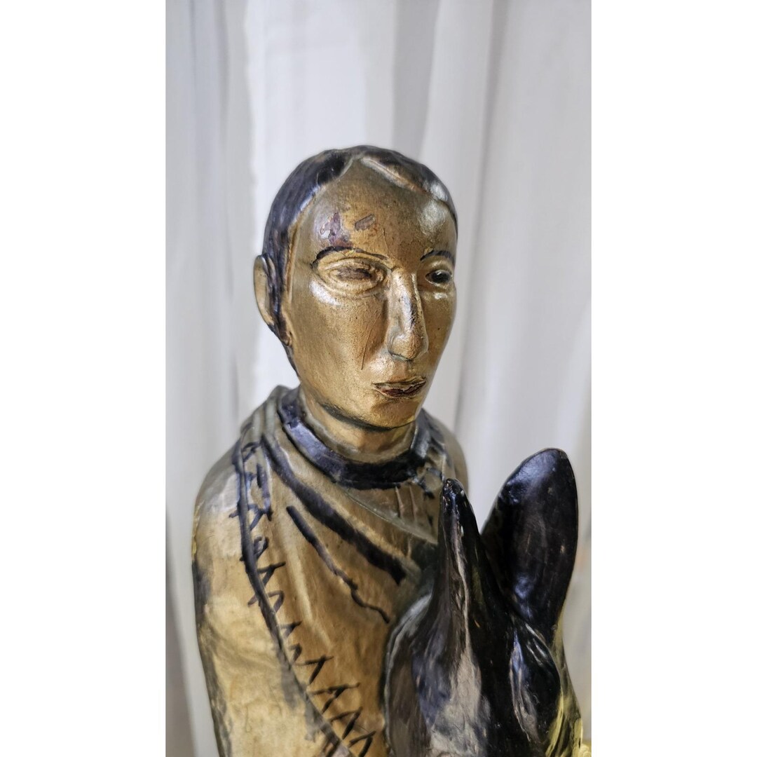 Roberto De La Selva Carved Wood Statue Signed 18" - Etsy
