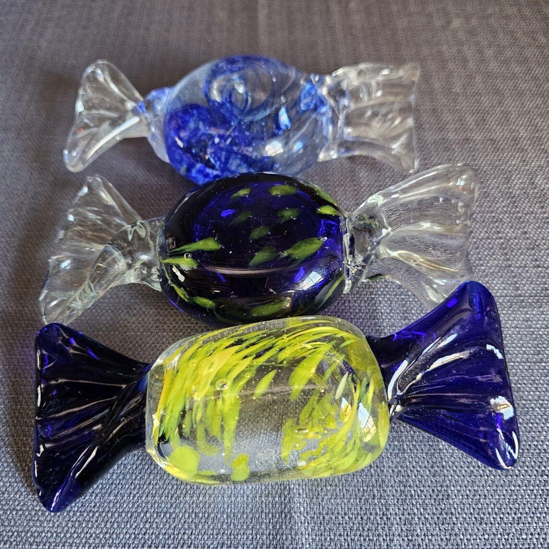 Large Blown Glass Candies 6" Long Lot of 3 - Etsy