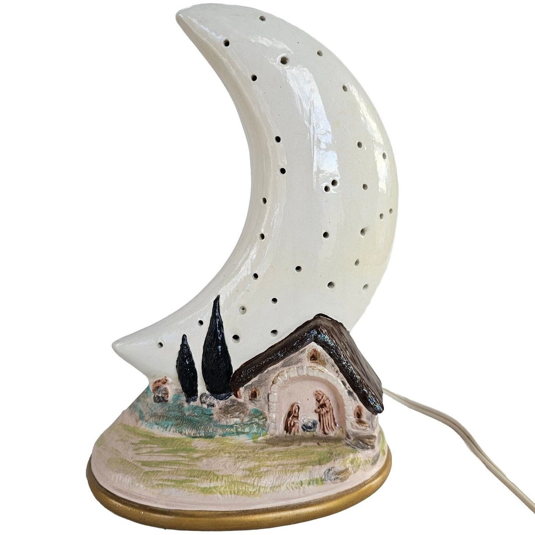 Vintage Ceramic Crescent Moon Lamp Works - Etsy
