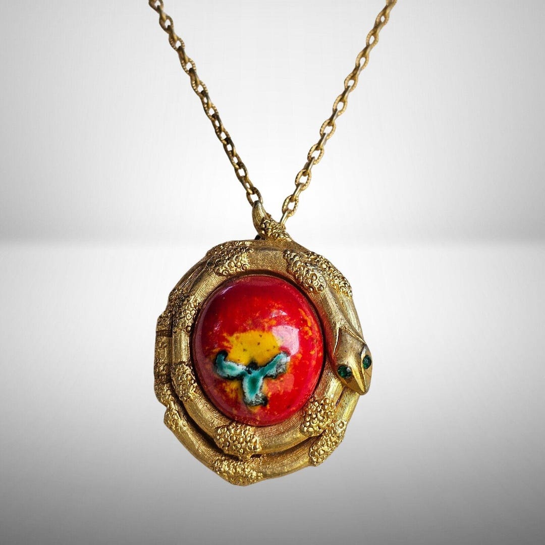 Vintage Fuller Garden of Eden Snake Necklace Perfume Pendant - Etsy